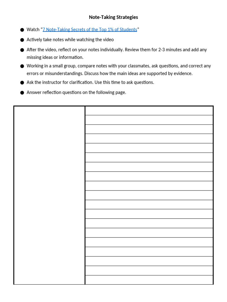Note-Taking Assignment - Active Learning 23-24 | PDF