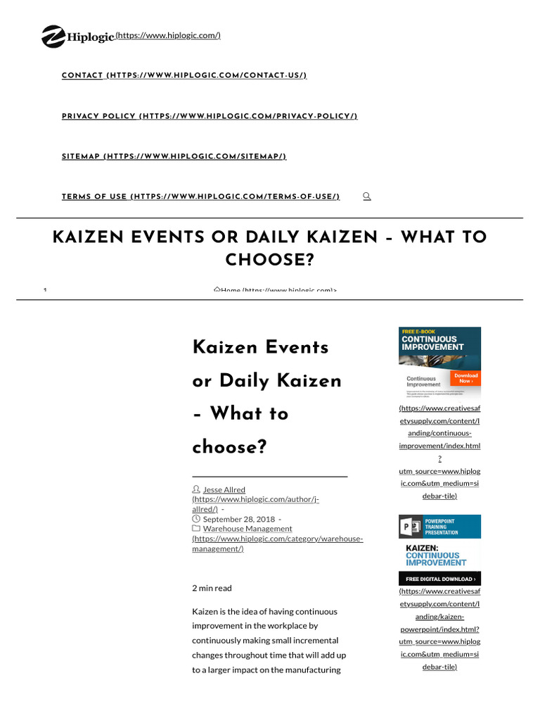 Daily vs. Event Kaizen Strategies | PDF | Lean Manufacturing | Inventory
