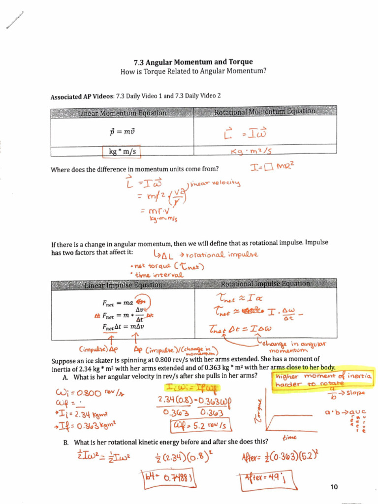 7 2 Angular Momentum And Torque Pdf