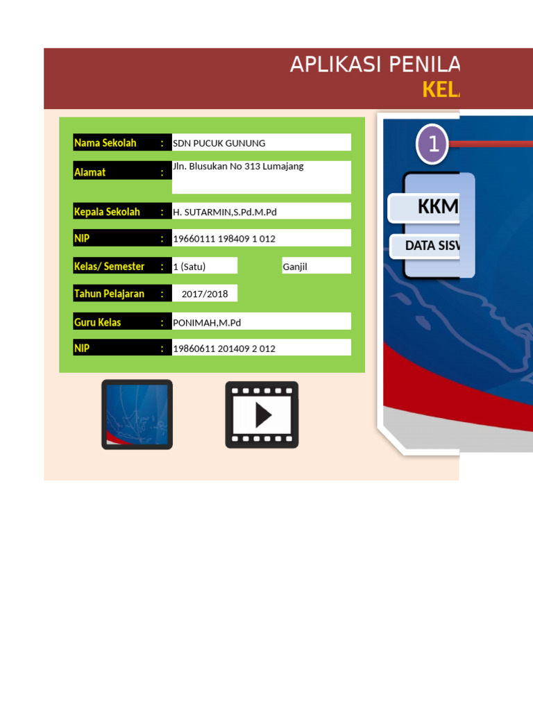 Aplikasi Raport Kelas 1 SMT 1 Revisi 2017 Finis | PDF