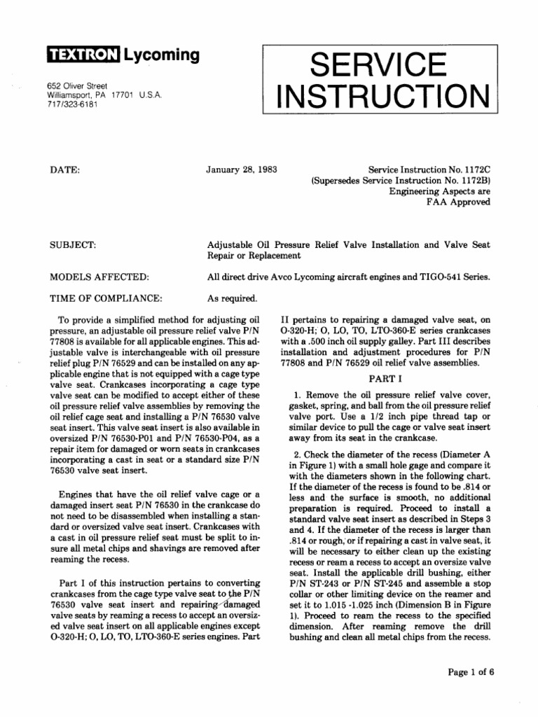 Oil Pressure Relief Valve Installation Guide | PDF | Valve | Tools
