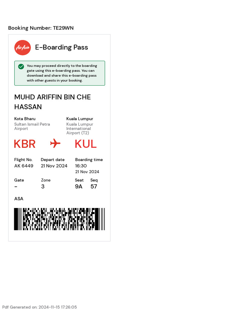 TIKET FLIGHT 21 NOV | PDF