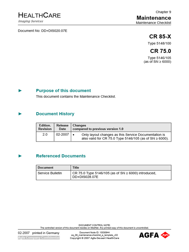 CR 85-X - Chapter 09 - Maintenance Checklist 2.0 | PDF | Vacuum Cleaner