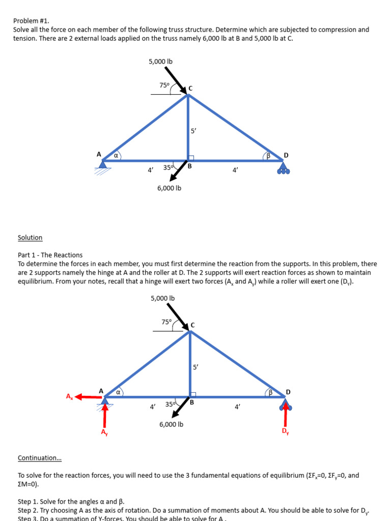 Statics - Method of Joints (PT 1) | PDF | Force | Truss