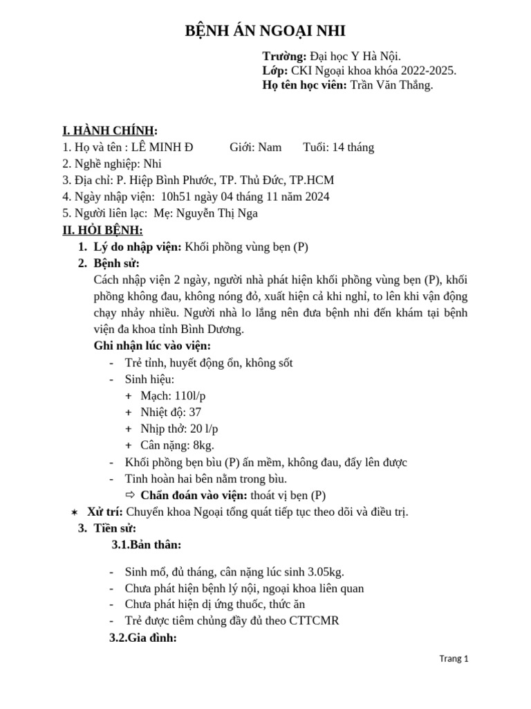 Benh an nhi - Thoat vi ben (P) | PDF