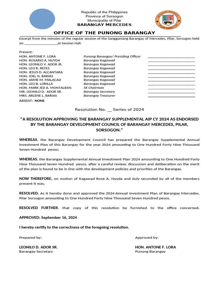 Supplemental Resolution | PDF