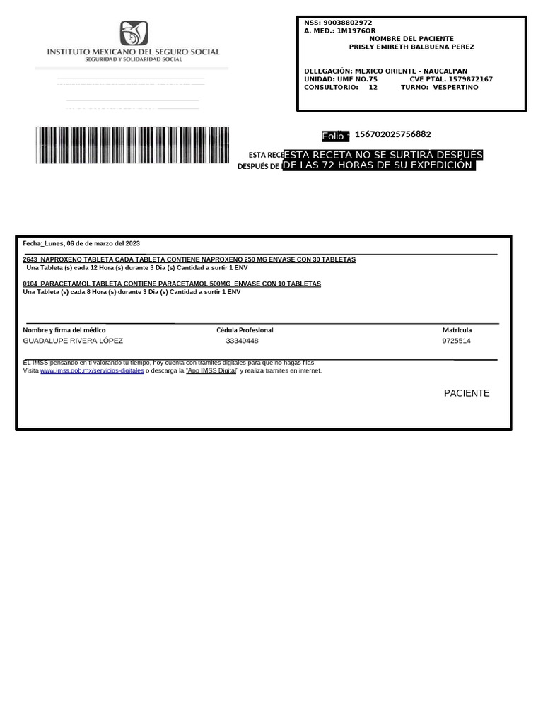 receta-IMSS_editable_1 | PDF