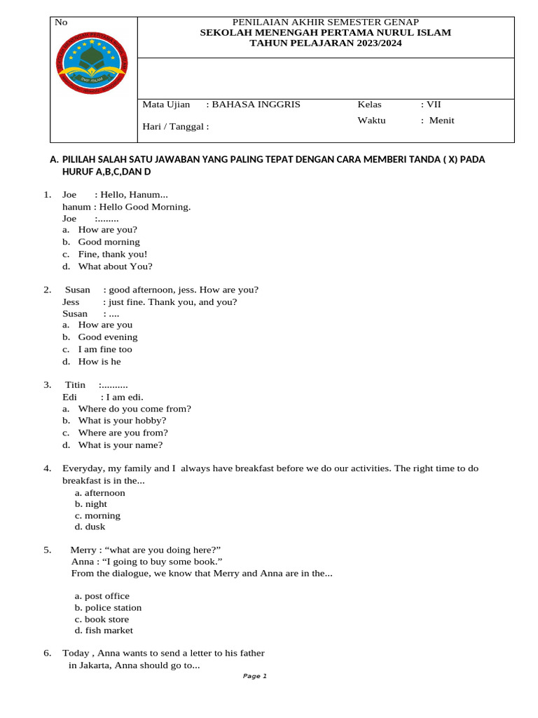 BHSINGGRIS pas smp | PDF