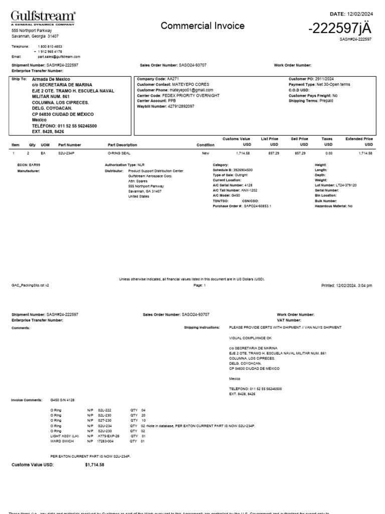 Commercial Invoice 1 998362 | PDF