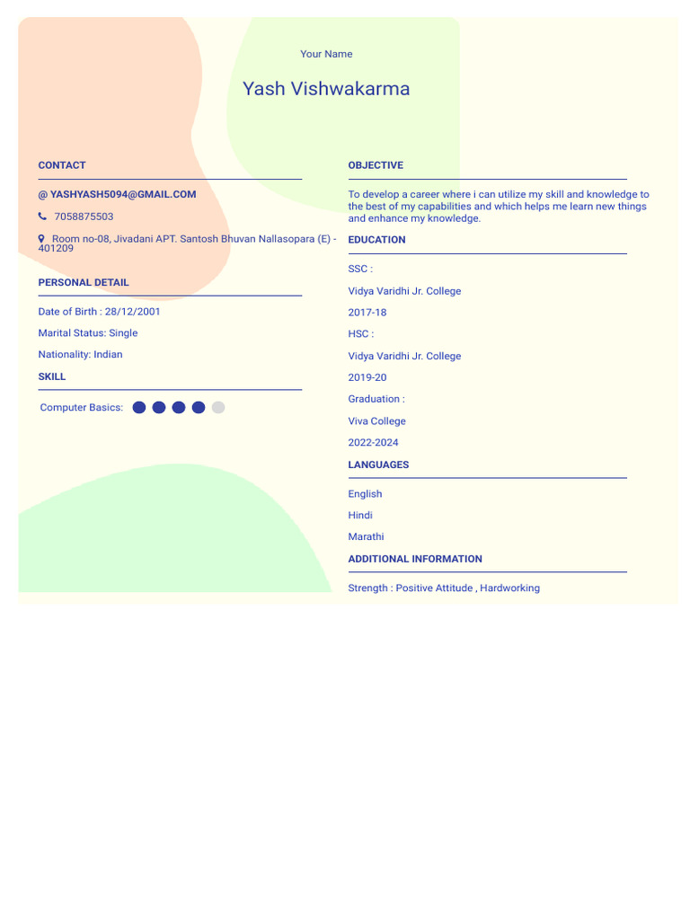 Yash Vishwakarma: Contact Objective | PDF