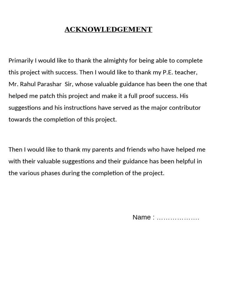 PE Acknowledgement | PDF