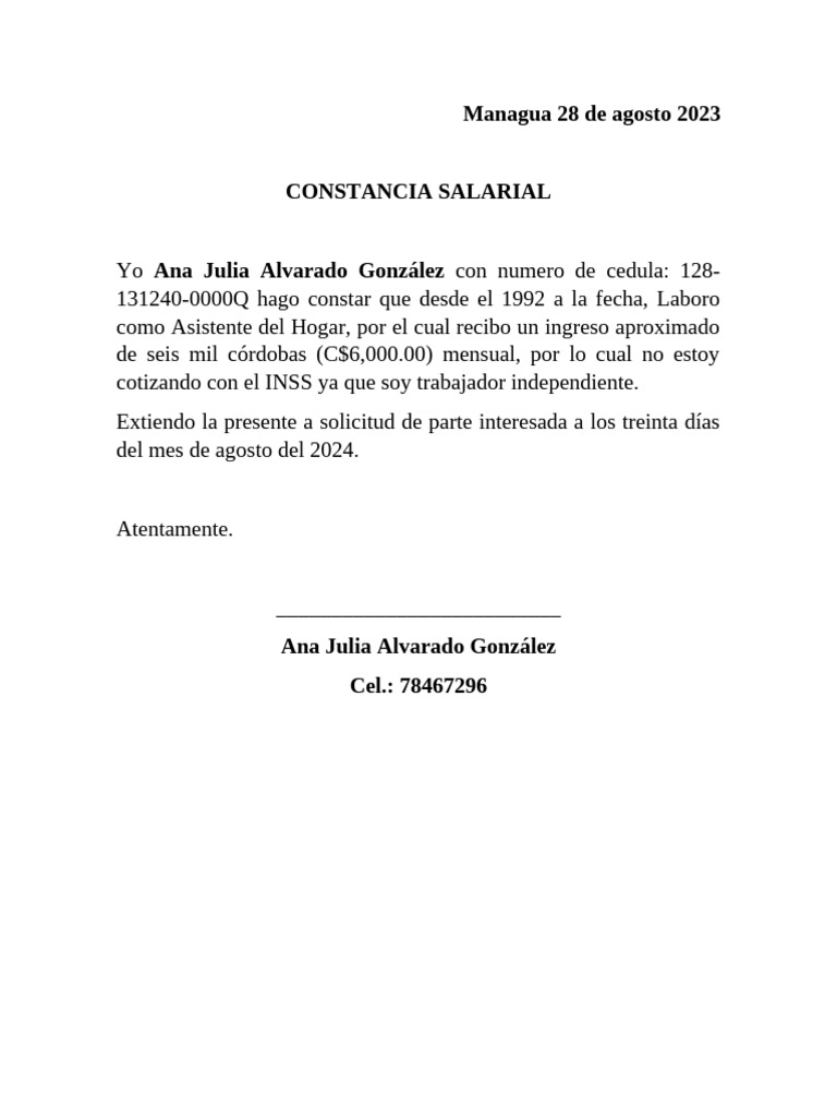 Constancia Salarial 2 | PDF