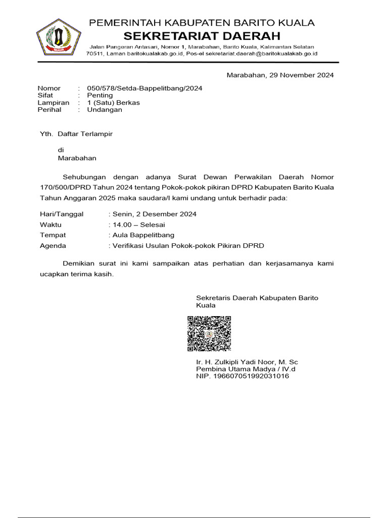 20241130101520surat Undangan Verifikasi Pokir 2025 | PDF