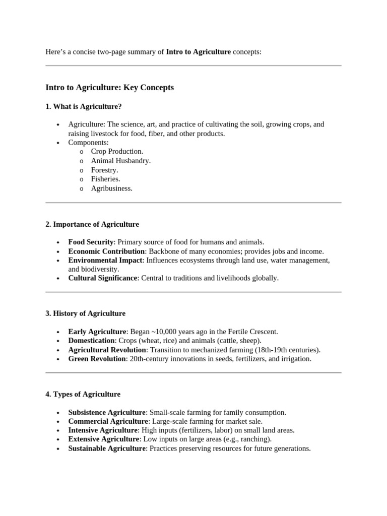 Key Concepts in Agriculture Overview | PDF | Agriculture | Sustainable ...