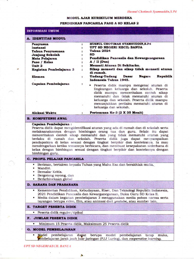 husnul chotimah rpp | PDF