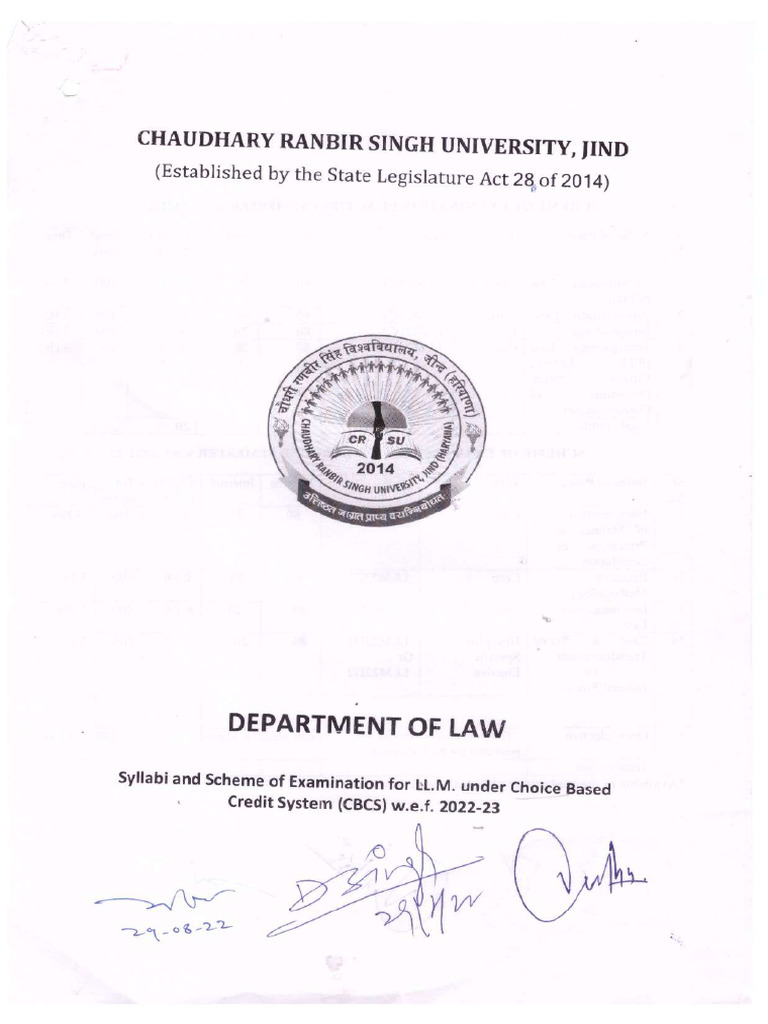 Scheme Syllabi of LLM 2022 | PDF