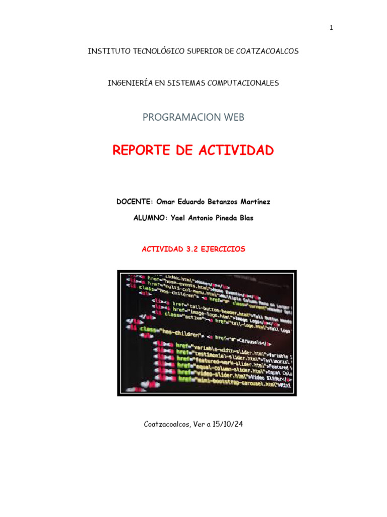 Reporte de Actividad: Programacion Web | PDF | Script Java | Botón (Computación)