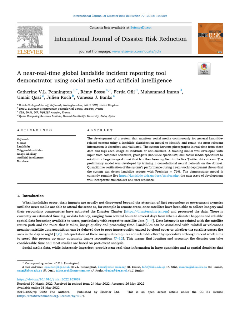 A Near Real Time Global Landslide Incident Reporti - 2022 - International Journa | PDF ...