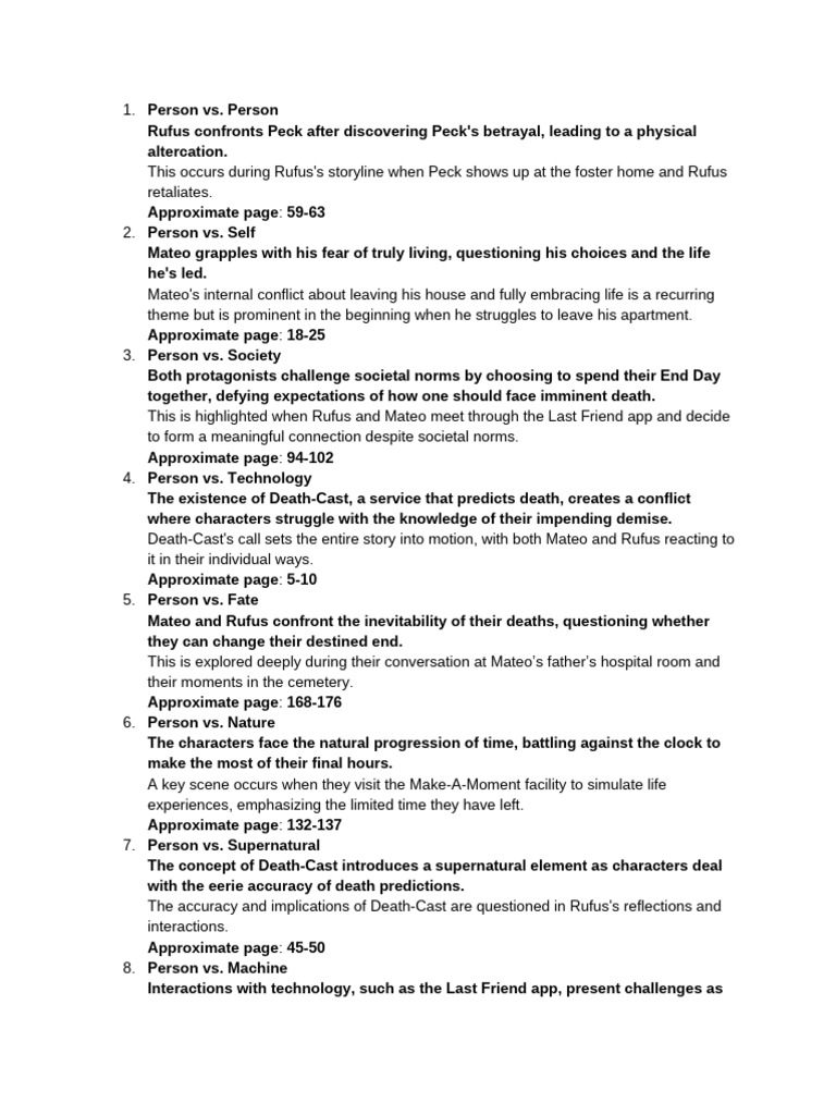 Conflicts in The Book They Both Die at The End | PDF