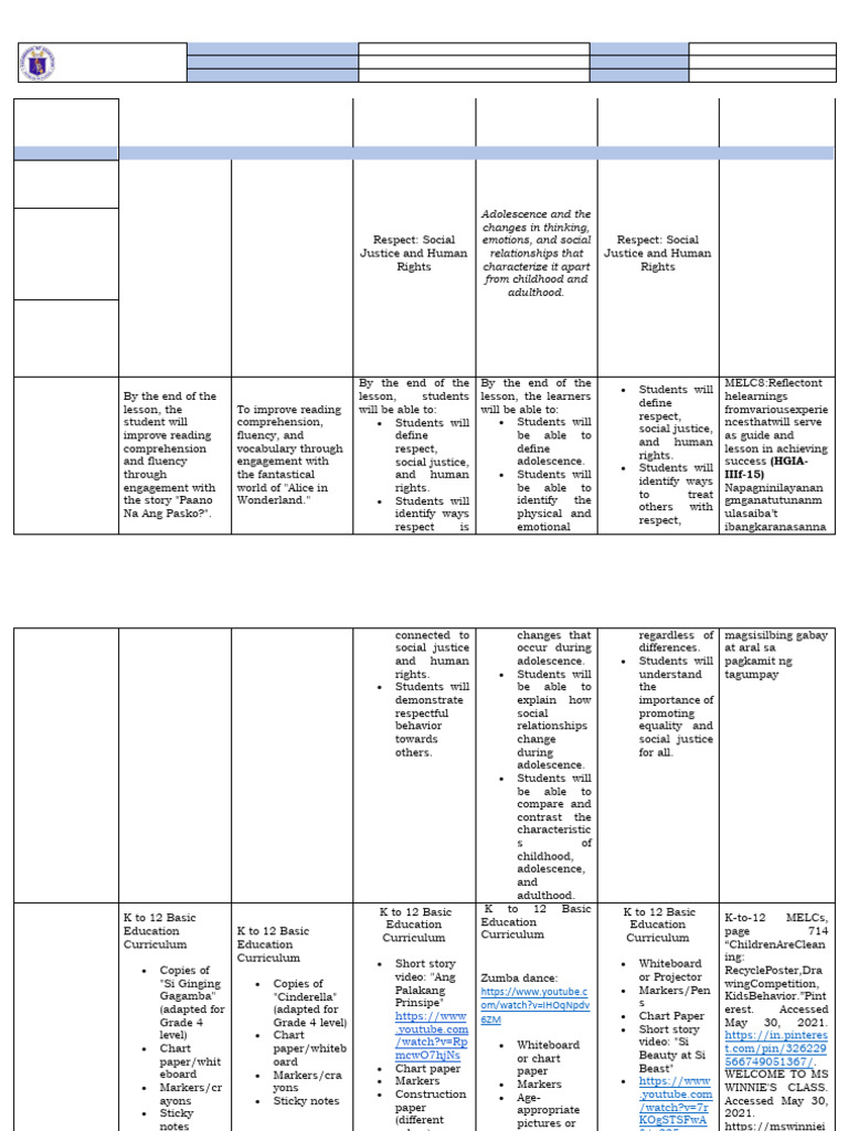 Week 7 Catch Up Friday Grade 4 | PDF | Reading Comprehension