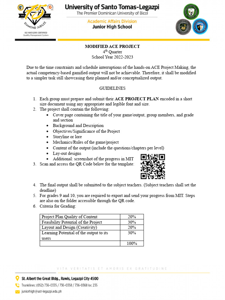 Modified Ace Project Guidelines | PDF