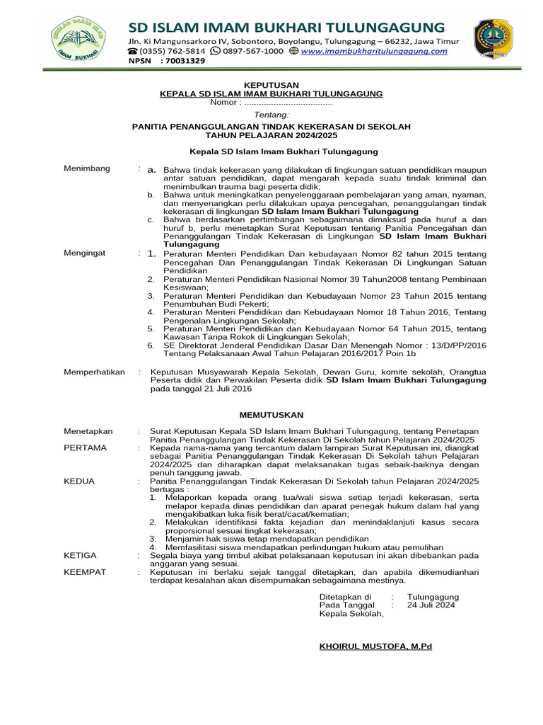 SK Panitia Sekolah Aman | PDF