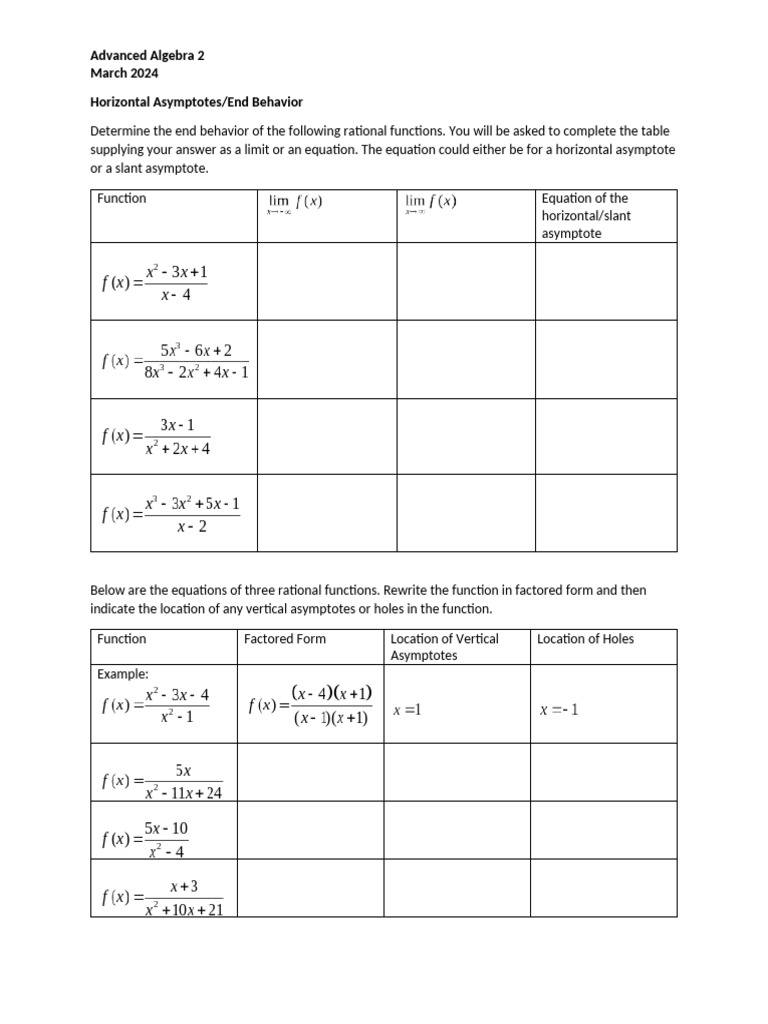 Horizontal Asymptotes 2 | PDF
