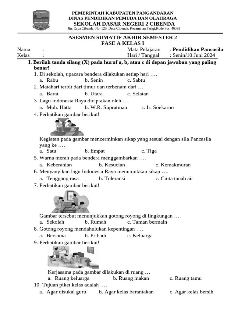 Soal Asas Kelas 1 Semester 2 | PDF