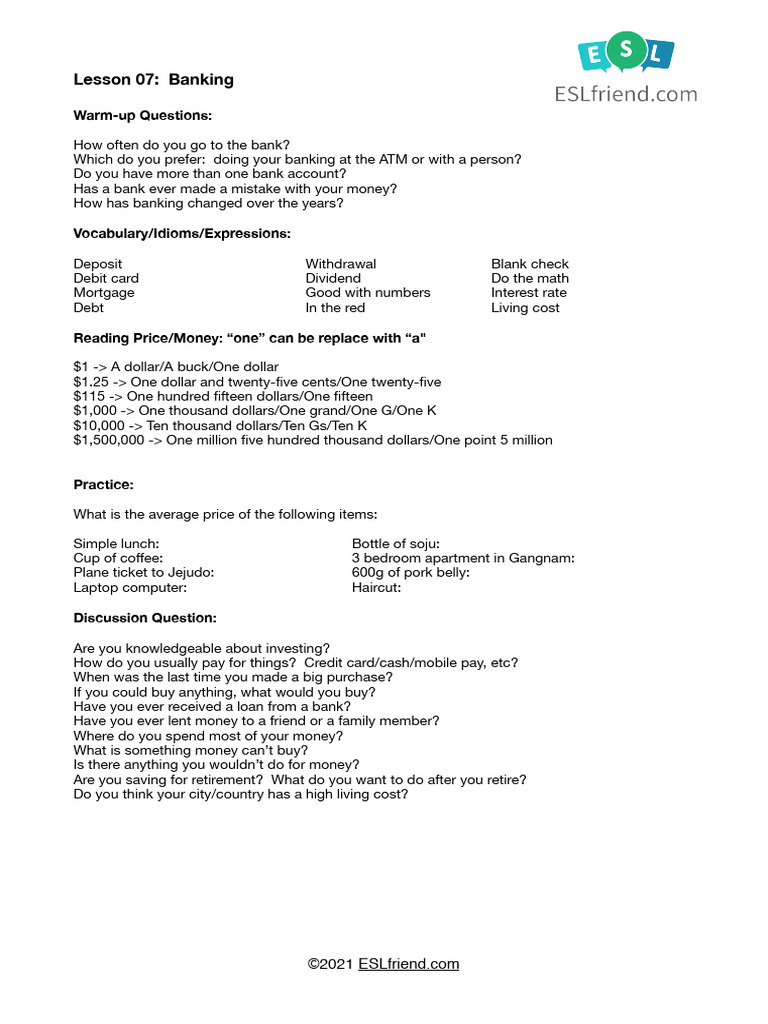 Int.lesson07.Banking | PDF