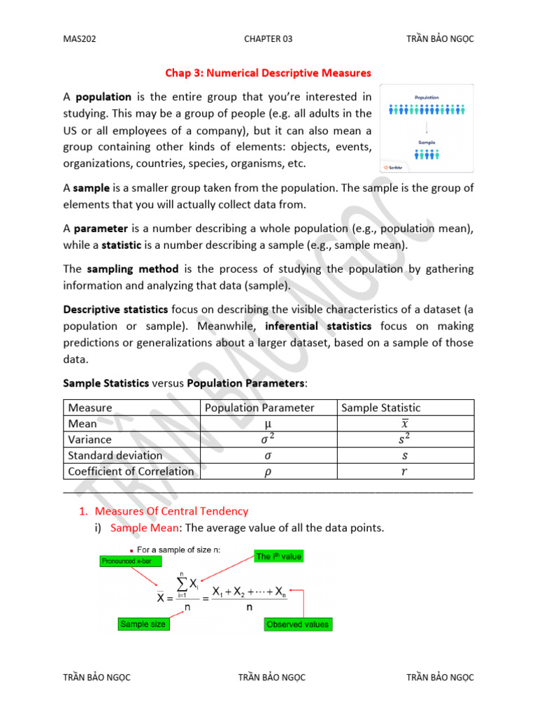 Formula_MAS202_Ch03 | PDF | Statistics | Standard Deviation