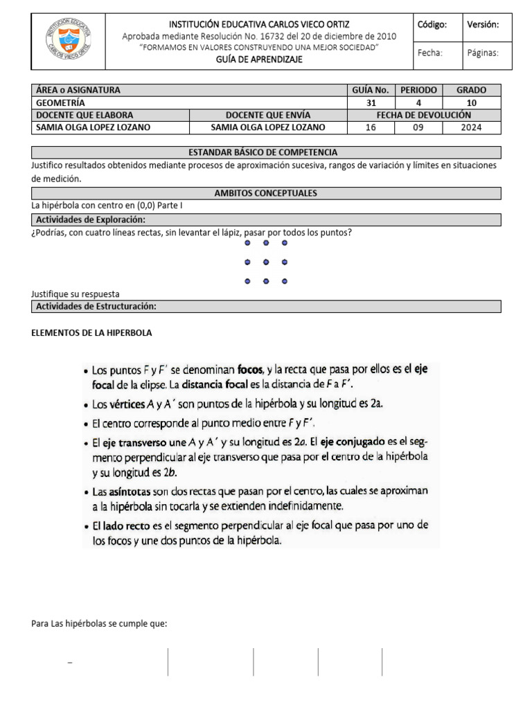 Geometría Décimo - Guía31 (Periodo 4) | PDF