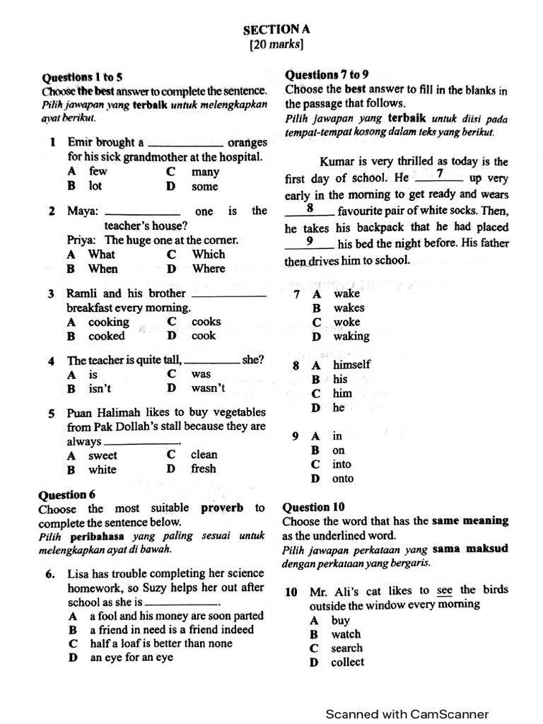 English UPSR June Exam Paper | PDF
