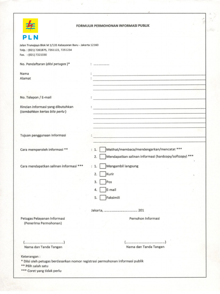 Formulir Permohonan Informasi Publik | PDF