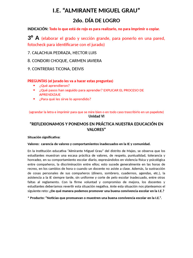 Guía 2do - Día Del Logro-3°a | PDF