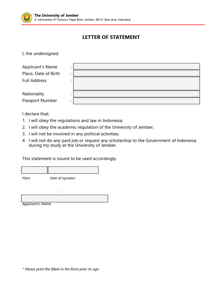 Letter of Statement | PDF