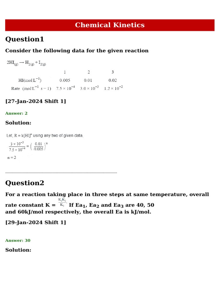Chemical Kinetics | PDF | Activation Energy | Chemical Reactions
