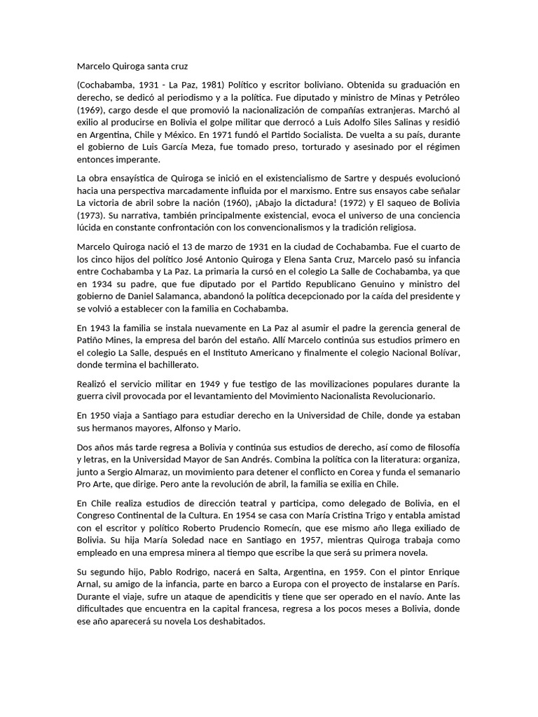 Marcelo Quiroga Santa Cruz | PDF
