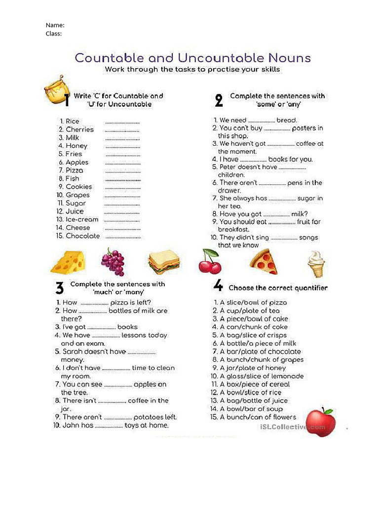 Countable Noun Practice | PDF