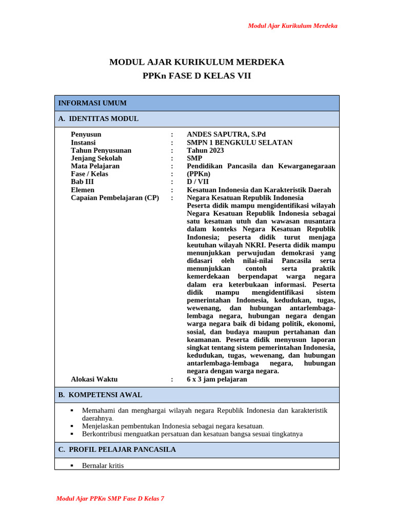 Modul Ajar BAB III | PDF