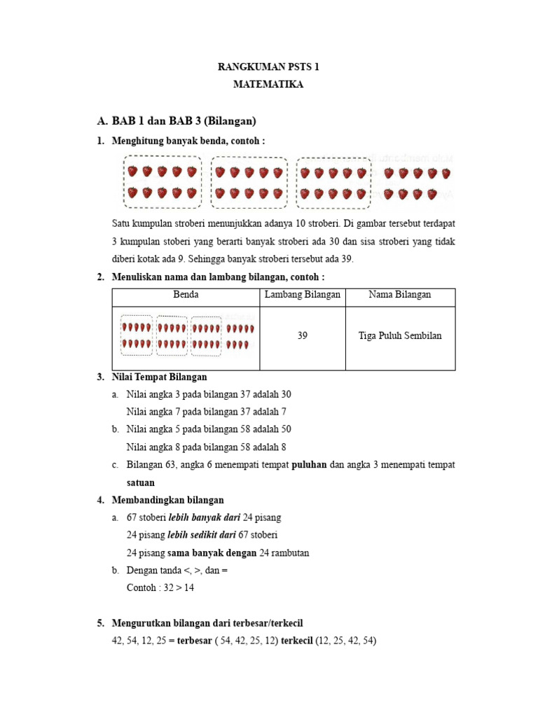 Rangkuman PSTS 1 MTK | PDF