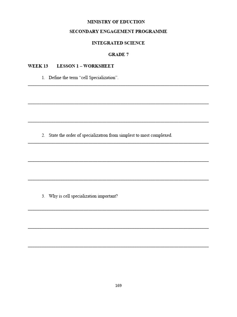 Grade 7 Integrated Science Week 13 Lesson 1 Worksheets 1 and ...