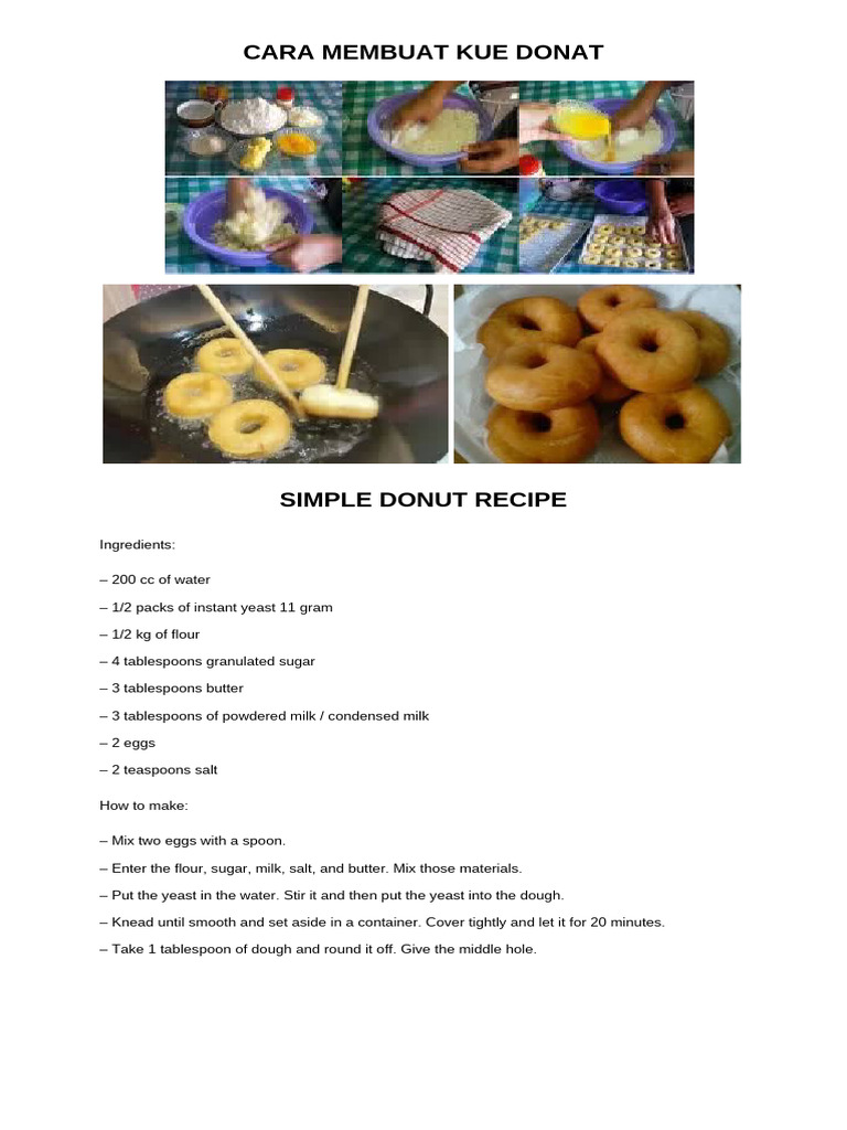 CARA MEMBUAT KUE DONAT | PDF