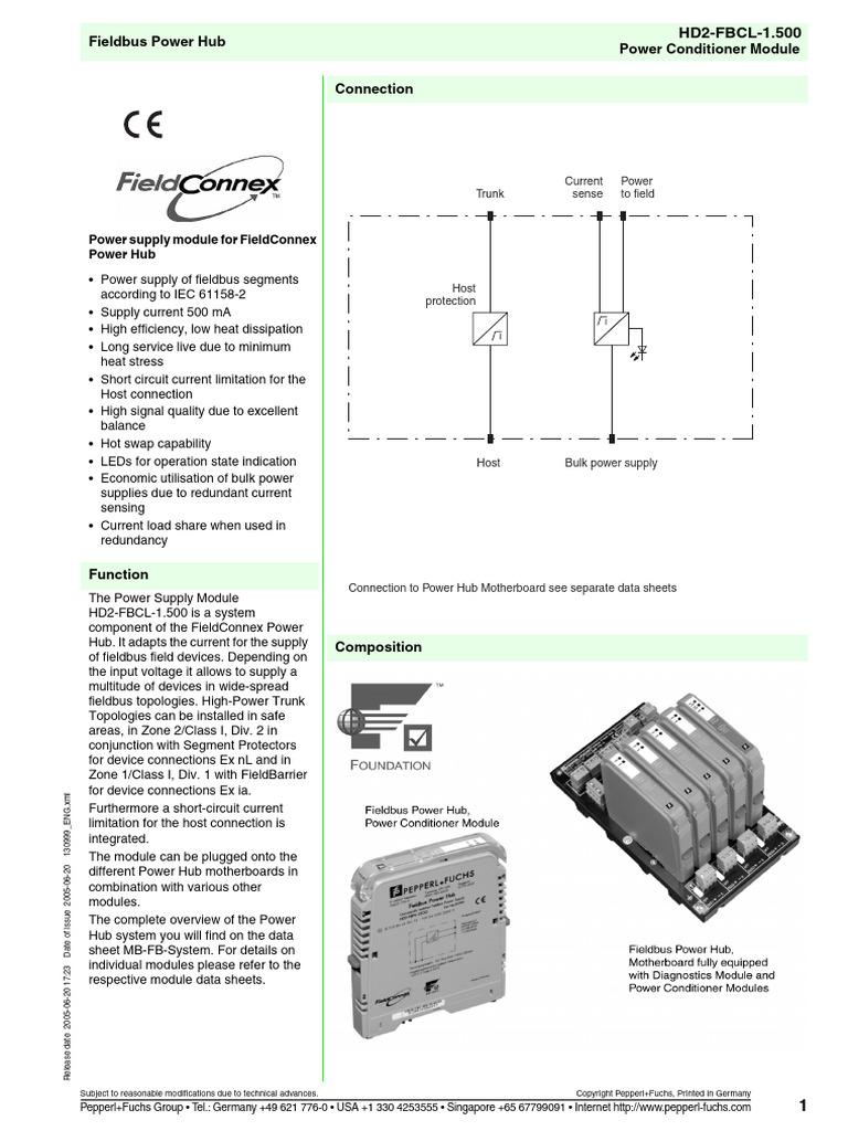 Field Connex Power Conditioner Module HD2-FBCL-1500 | PDF | Power Supply | Electrical Engineering
