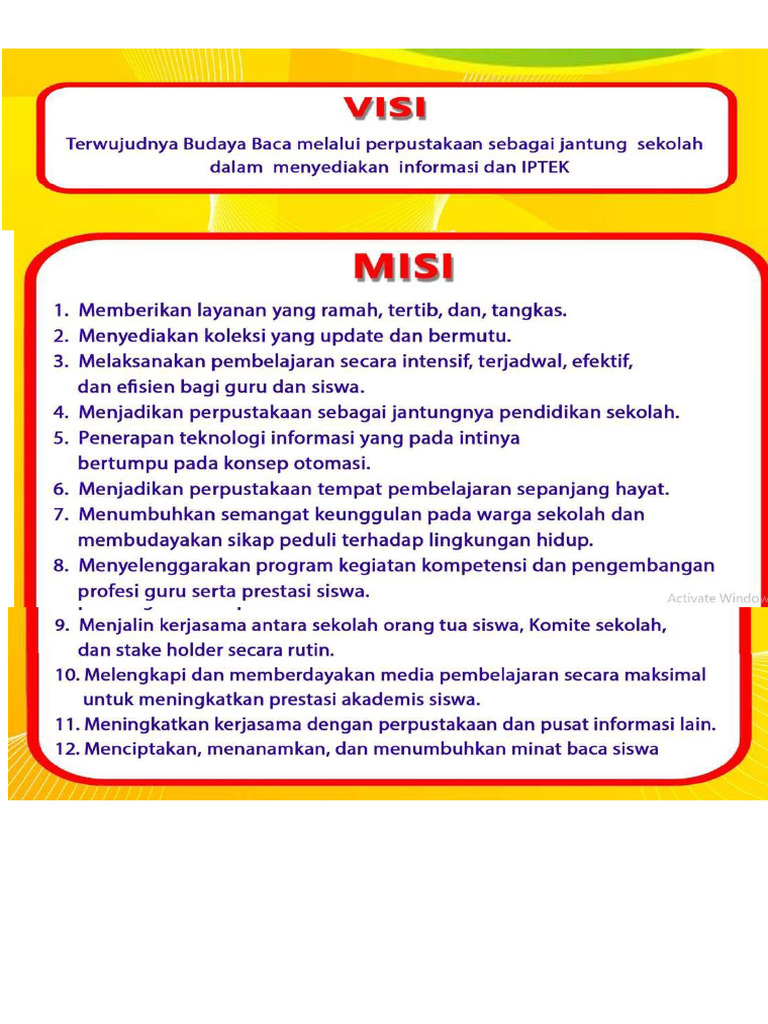 Visi Misi Perpustakaan | PDF