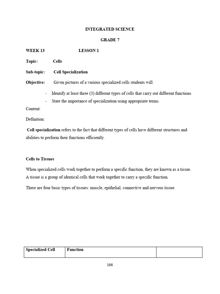 CELL SPECIALIZATION | PDF | Tissue (Biology) | Muscle