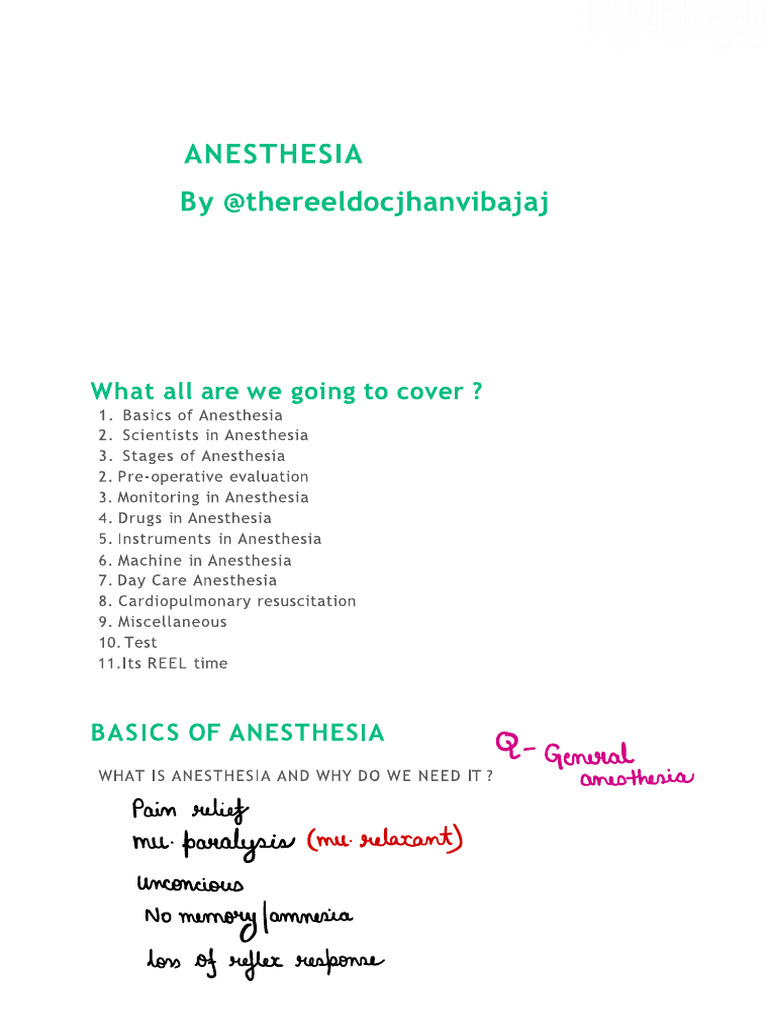 Anesthesia Full | PDF | Anesthesia | Clinical Medicine
