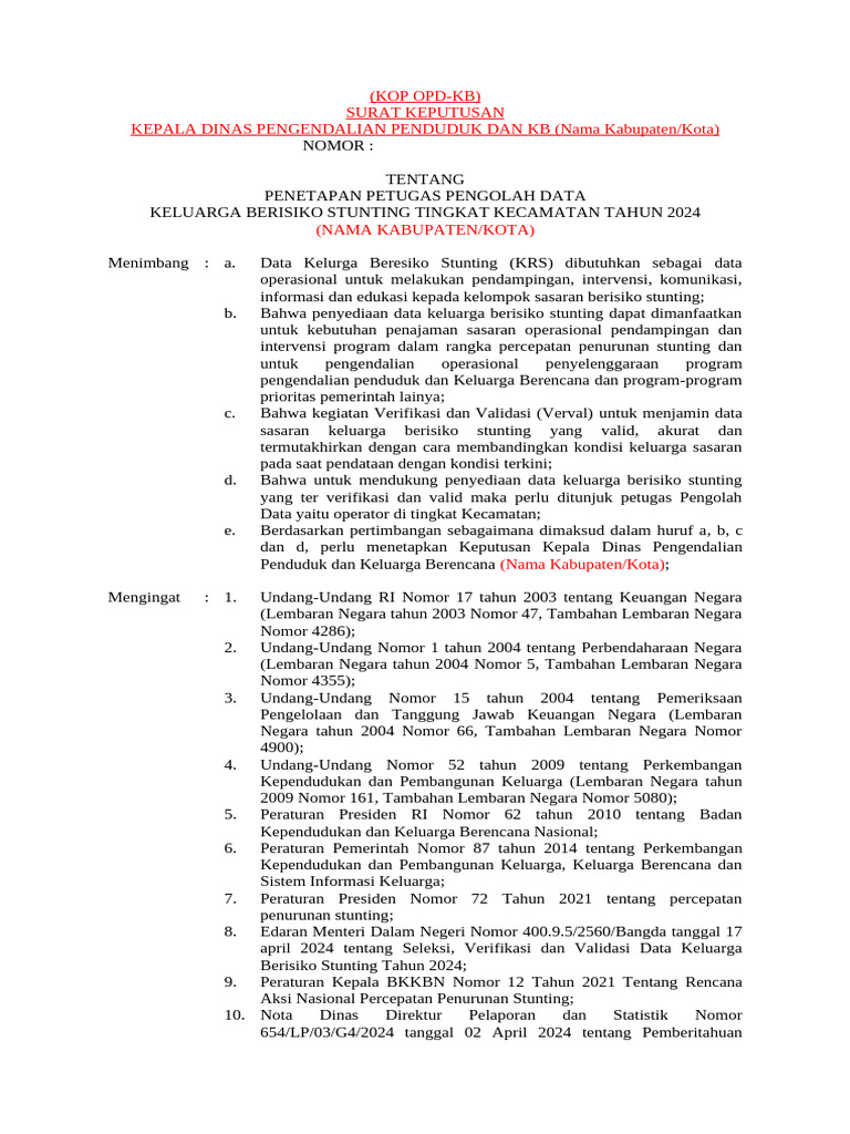 Contoh SK Pengolah Data Verval KRS 24 | PDF