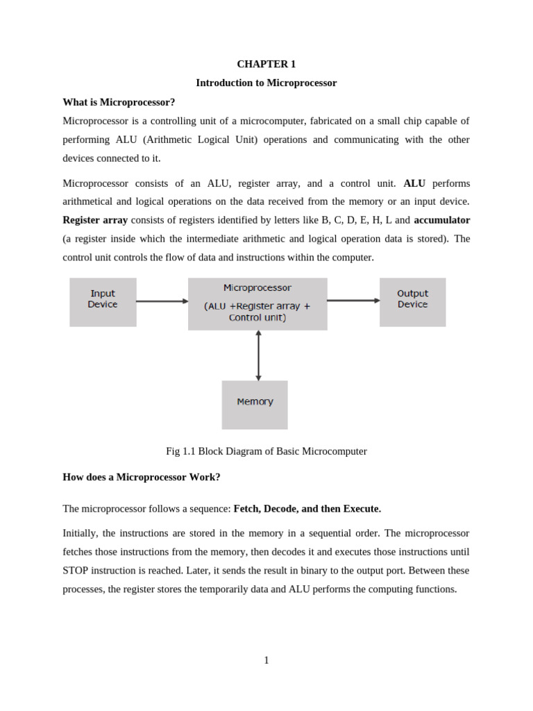 Chapter 1 Introduction To Microprocessor 1 1 Pdf Central Processing Unit Microprocessor