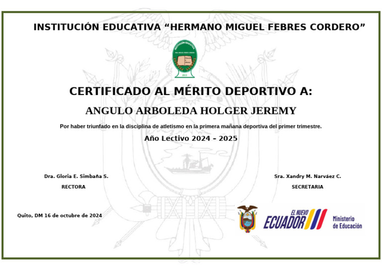Certificado Mérito Deportivo 2024-2025 | PDF