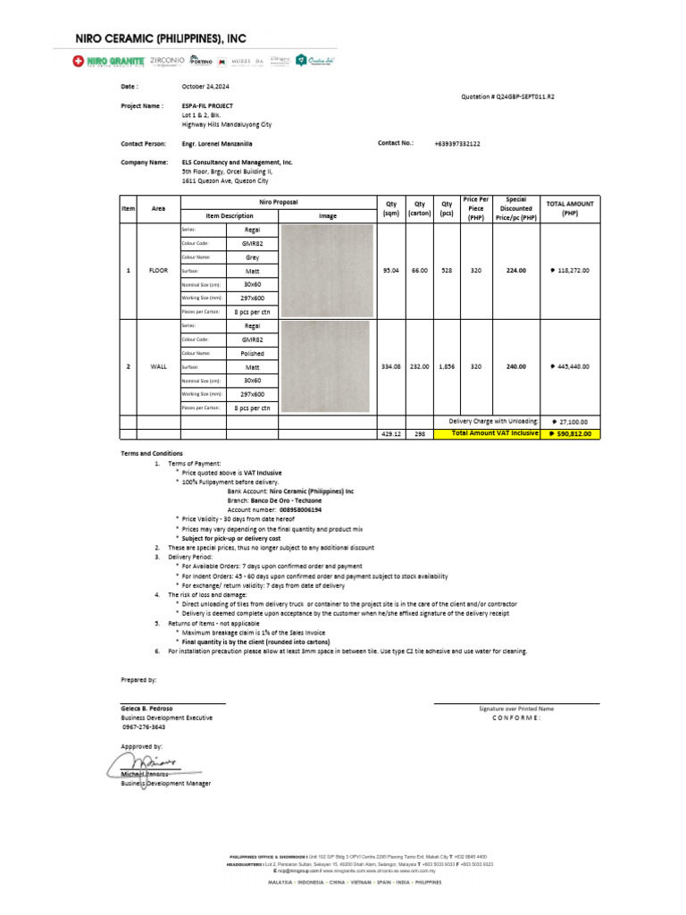 Espa-Fil Project Gmr82 Quotation 10242024 | PDF